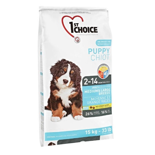 1st Choice Hvalpefoder Medium/Large, 15 kg.