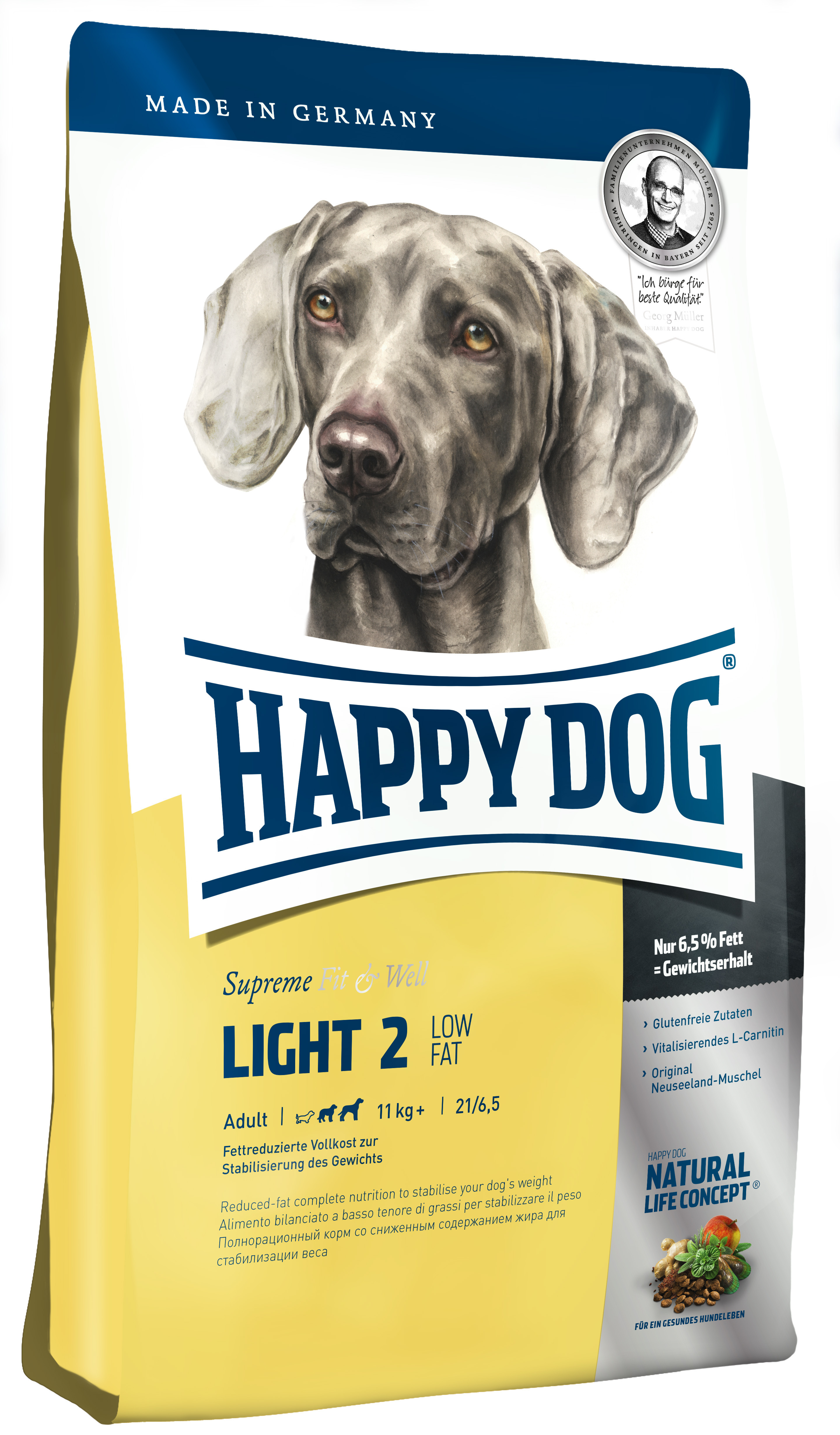 HAPPY DOG LIGHT 2 - LOW FAT HUNDEFODER i 12.5kg